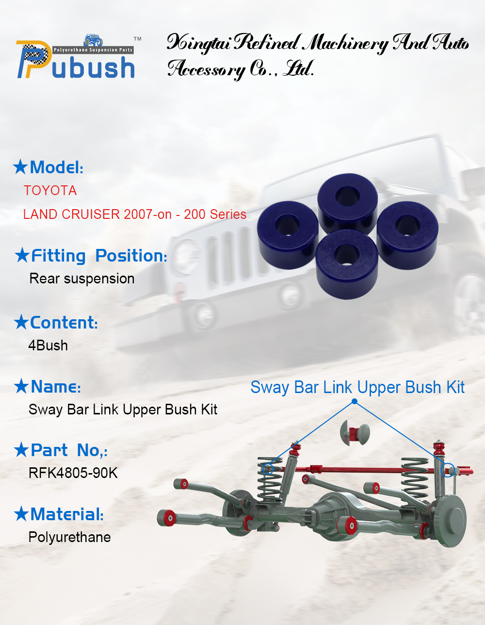 Factory Shop Rear Suspension Sway Bar Link Upper Polyurethane Bush Kit ...